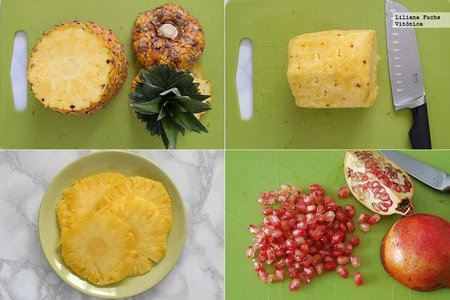 Ananascarpaccio met vanille, kokos, limoen en granaatappel