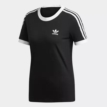 T-shirt 3 Stripes Black Ed7482 01 Laydown