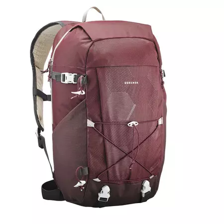 Mochila de montanha pequena e trekking Quechua Nh100 30l Chocolate Marrom Vermelho