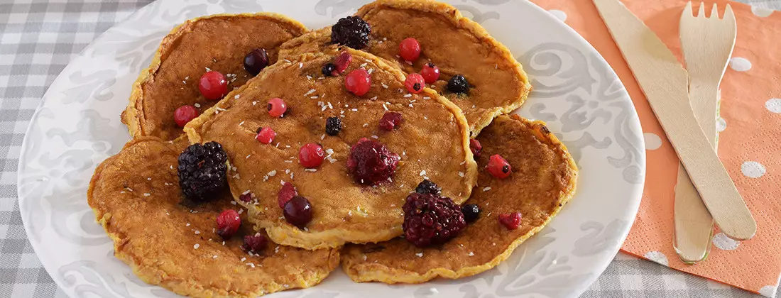 Pancakes Pumpkin û oatmeal. Reçeteya saxlem