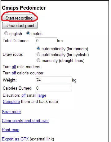 Gmaps Pedometer analysis: e fuafua lau tamo'e po'o le uila uila