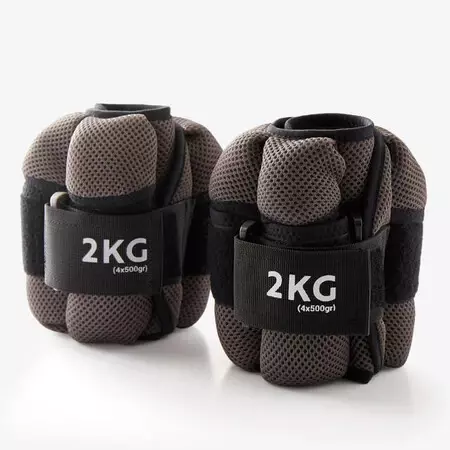 ချိန်ညှိနိုင်သော Fitness Ankle Weights 2 Kg မီးခိုးရောင်