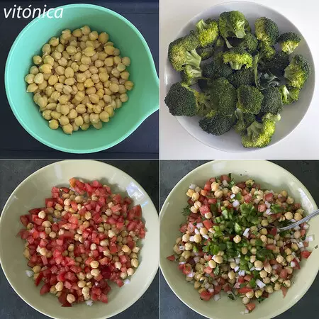 Chickpea Broccoli Tallaabada Salad