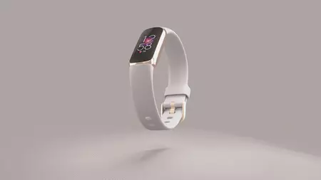 Fitbit Luxe Laydown ጀግና የጨረቃ ነጭ ማእከል