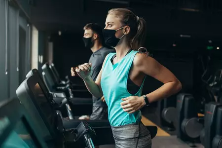 Woman Running Ribbon Mask