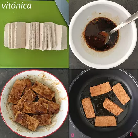 Marinated Tofu. Céimeanna