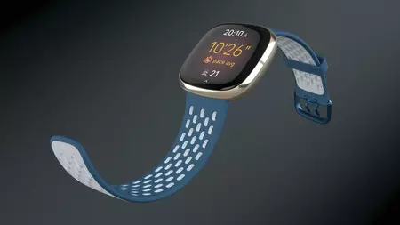 Fitbit Sense ሰንፔር ጭጋግ ግሬይ ስፖርት የሰብል ማእከል