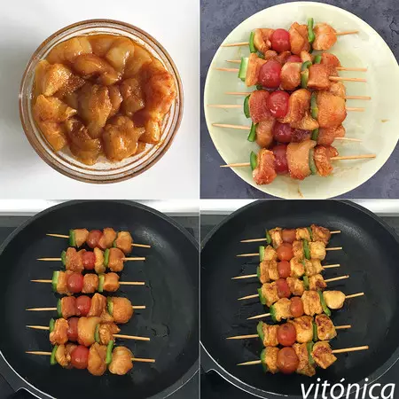 Skewers pule me paprika. Hapat